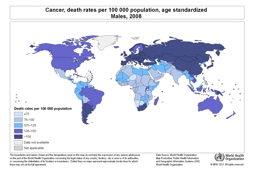 Cancer Death Rates for Men and Women | IndexMundi Blog