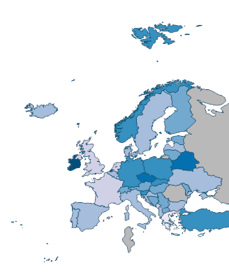 Industria, valor agregado (% del PIB) - Europe