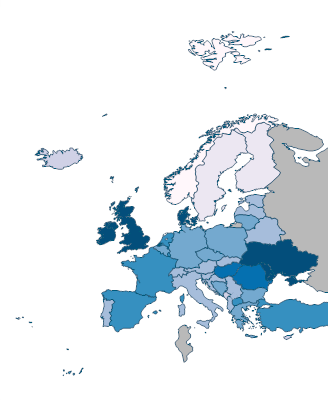 Agricultural land (% of land area) - Europe