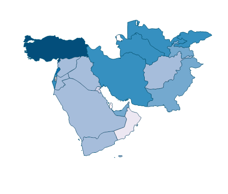 Forest area (% of land area) - Middle East