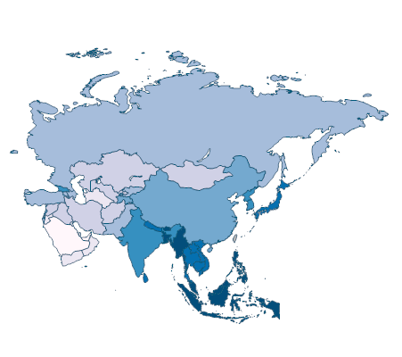 Average precipitation in depth (mm per year) - Asia