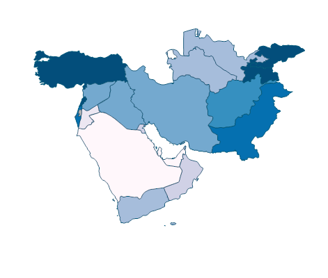 Average precipitation in depth (mm per year) - Middle East