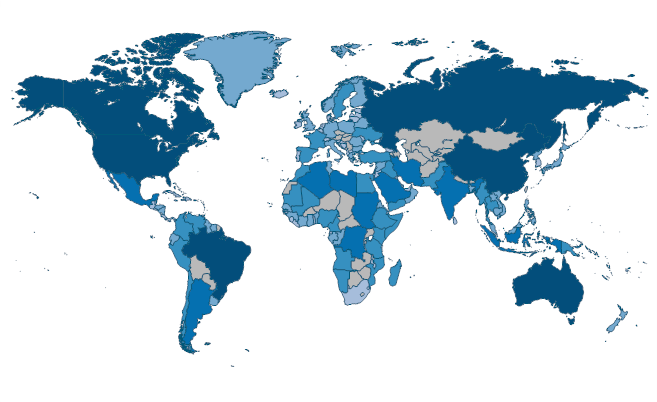 Rural land area (sq. km) by Country
