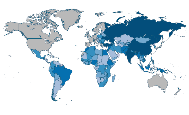 Technical cooperation grants (BoP, current US$) by Country