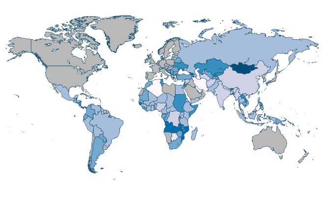 External debt stocks (% of GNI) by Country