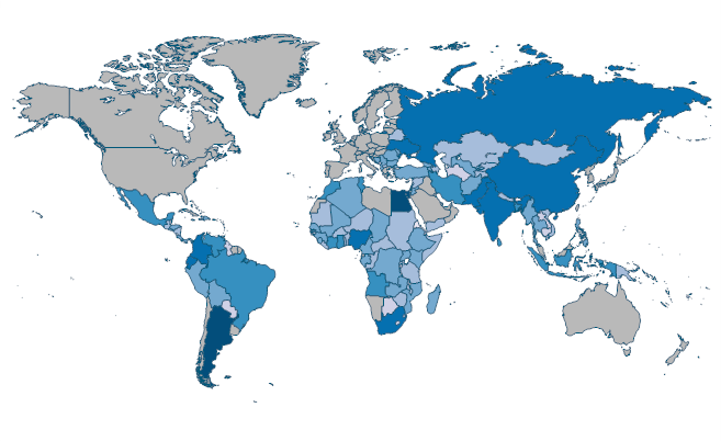 Use of IMF credit (DOD, current US$) by Country