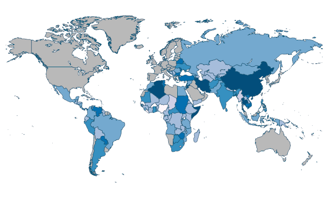 Short-term debt (% of total external debt) by Country