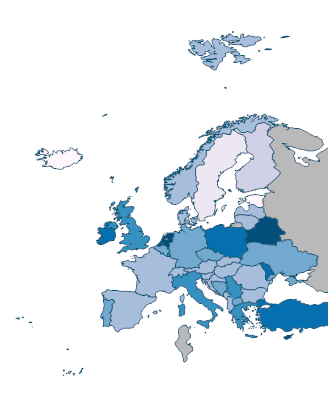 Fossil fuel energy consumption (% of total) - Europe