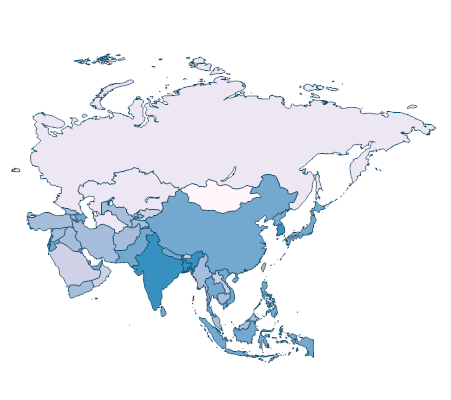 Population density (people per sq. km of land area) - Asia