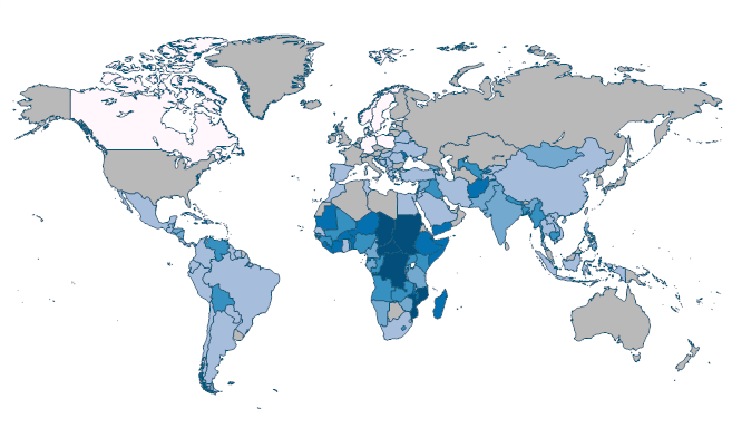 Population living in slums (% of urban population) by Country