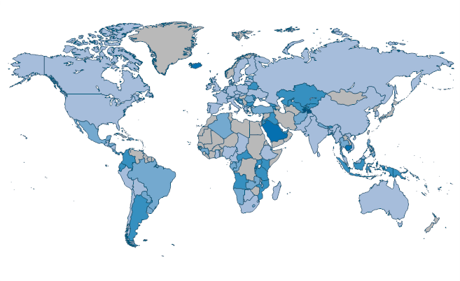 Bank capital to assets ratio (%) by Country