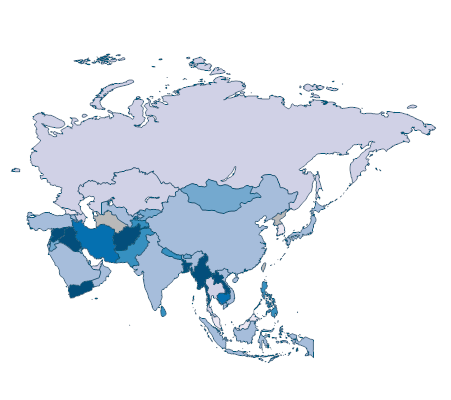 Ease of doing business index (1=most business-friendly regulations) - Asia