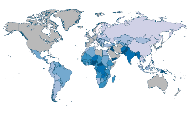 Power outages in firms in a typical month (number) by Country