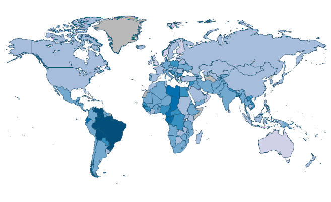 Time to prepare and pay taxes (hours) by Country
