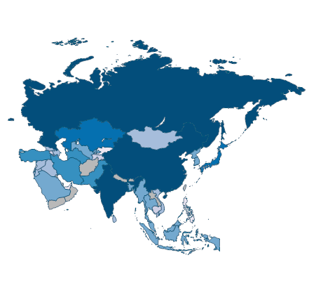 Rail lines (total route-km) - Asia