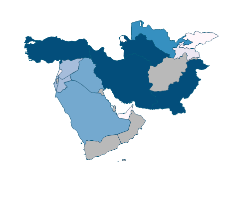 Rail lines (total route-km) - Middle East