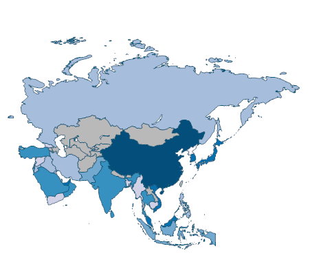 Liner shipping connectivity index (maximum value in 2004 = 100) - Asia