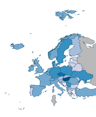 Exports as a capacity to import (constant LCU) - Europe