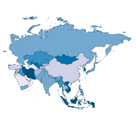 PPP conversion factor, private consumption (LCU per international $) - Asia