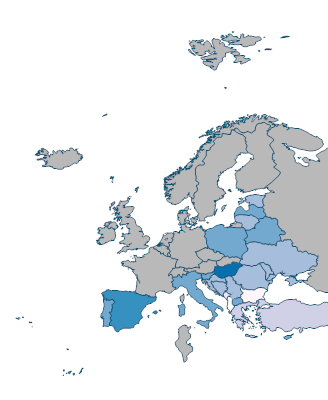 Literacy rate, youth (ages 15-24), gender parity index (GPI) - Europe
