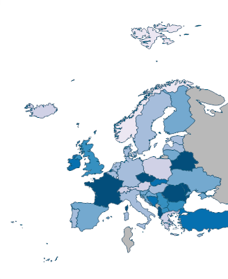 Pupil-teacher ratio, primary - Europe