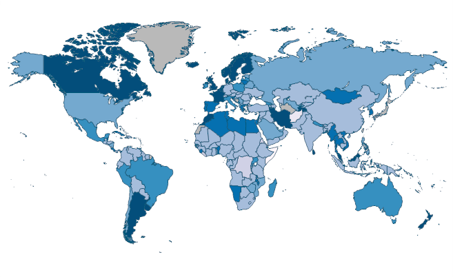 School enrollment, primary (% net) by Country
