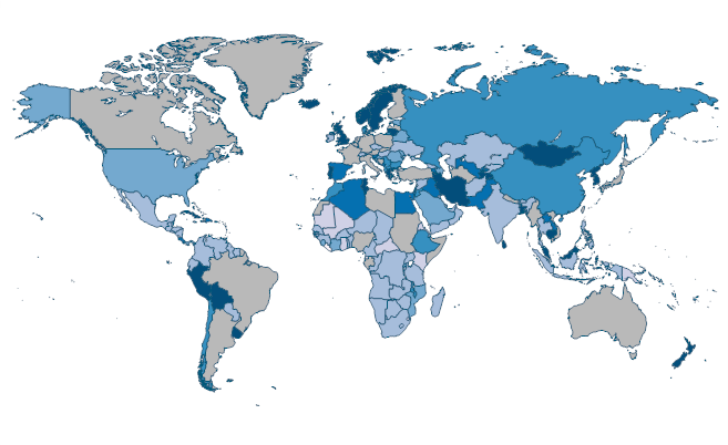 Net intake rate in grade 1 (% of official school-age population) by Country