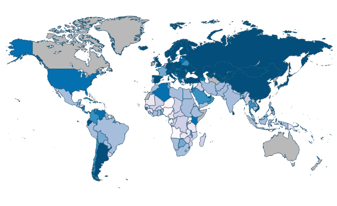 Progression to secondary school (%) by Country