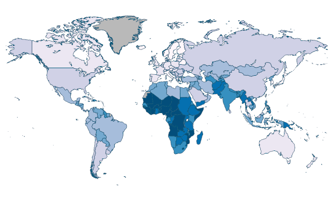 Mortality rate, under-5 (per 1,000 live births) by Country