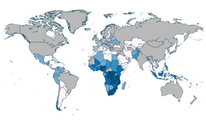Children (ages 0-14) newly infected with HIV by Country