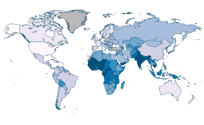 Prevalence of anemia among pregnant women (%) by Country
