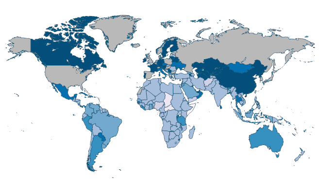 Pregnant women receiving prenatal care (%) by Country