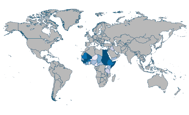 Female genital mutilation prevalence (%) by Country