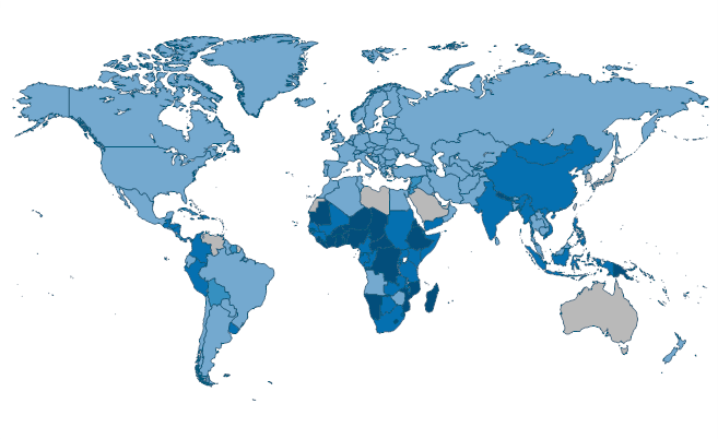 People practicing open defecation, urban (% of urban population) by Country