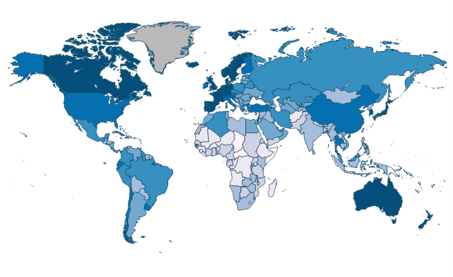 UHC service coverage index by Country