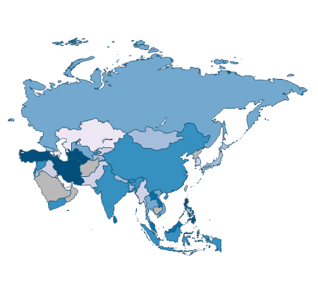 Income share held by highest 20% - Asia