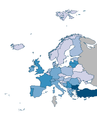 Income share held by highest 10% - Europe