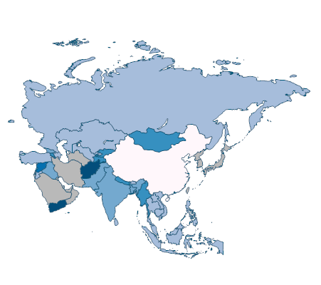Poverty headcount ratio at national poverty lines (% of population) - Asia