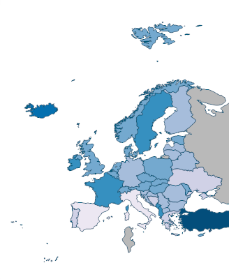 Birth rate, crude (per 1,000 people) - Europe
