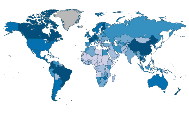 Contraceptive prevalence, modern methods (% of women ages 15-49) by Country
