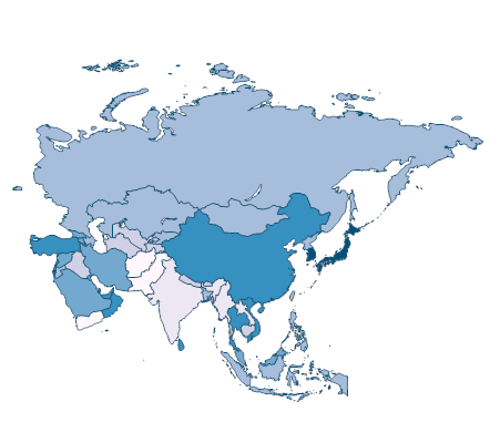 Life expectancy at birth, female (years) - Asia