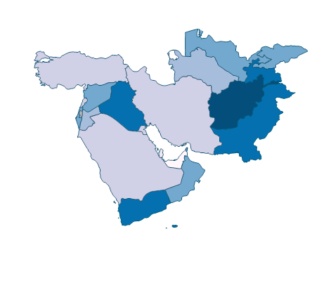 Fertility rate, total (births per woman) - Middle East