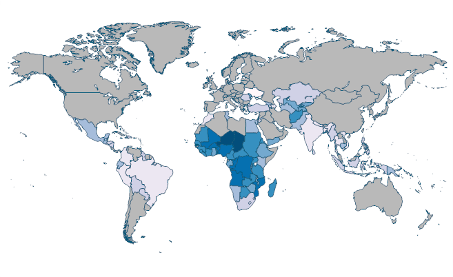 Wanted fertility rate (births per woman) by Country