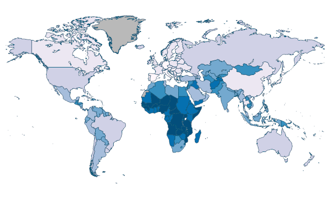Population ages 0-14 (% of total population) by Country