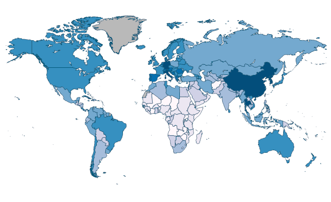 Population ages 50-54, female (% of female population) by Country