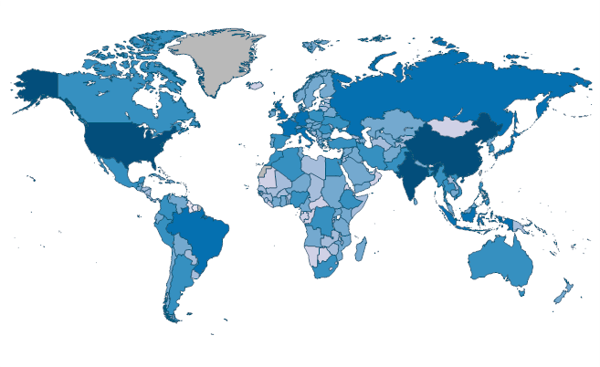 Population ages 65 and above, total by Country