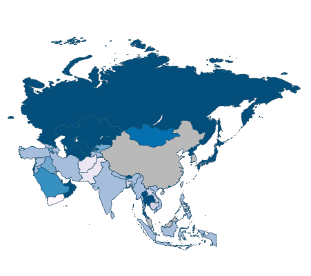 Completeness of birth registration (%) - Asia