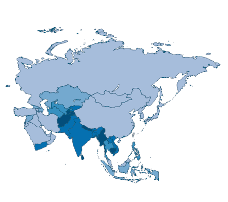 Rural population (% of total population) - Asia