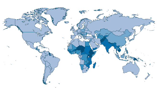 Rural population (% of total population) by Country