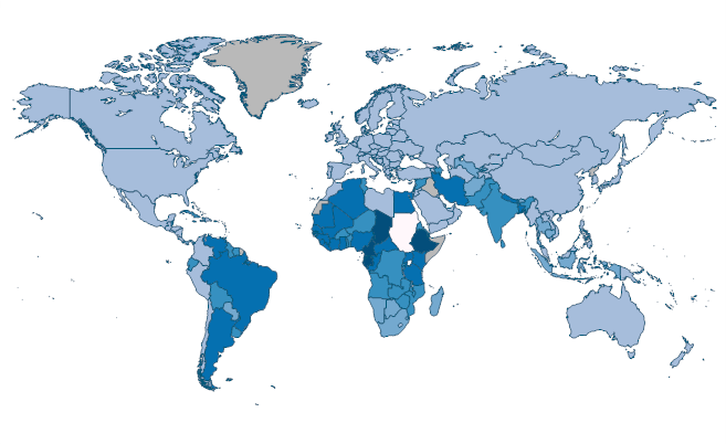 Tariff rate, applied, simple mean, all products (%) by Country